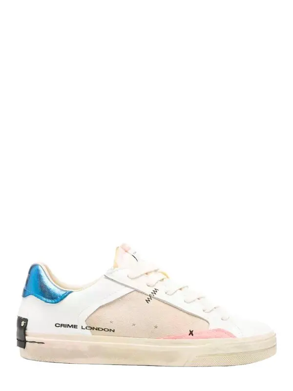CRIME LONDON Deconstructed Suede Panel Sneakers - White