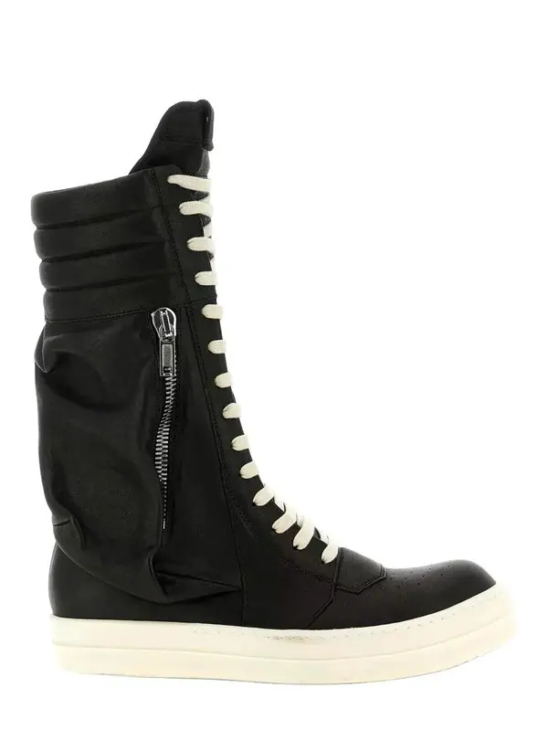 Rick Owens Cargo Geobasket Leather Boots - Black