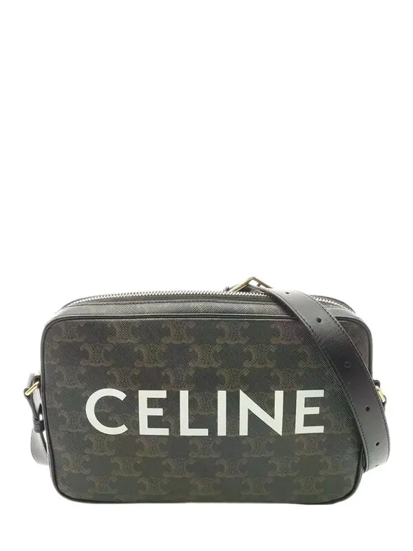 Celine Medium Triomphe Coated Canvas Crossbody Bag - Black