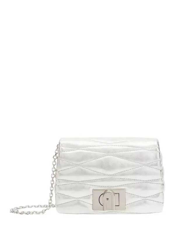 Furla Quilted Mini Bag With Chain Strap - Silver