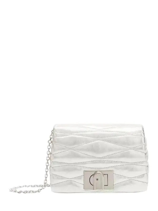 Furla Quilted Mini Bag With Chain Strap - Silver