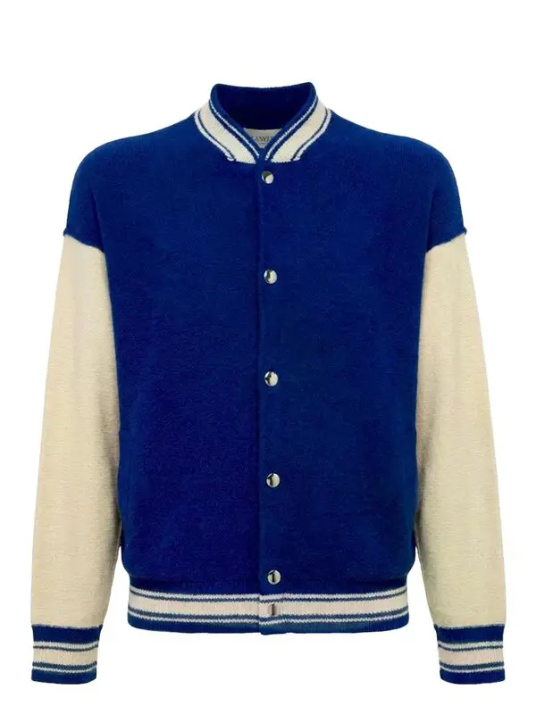LANEUS Knitted Bomber Jacket - Blue