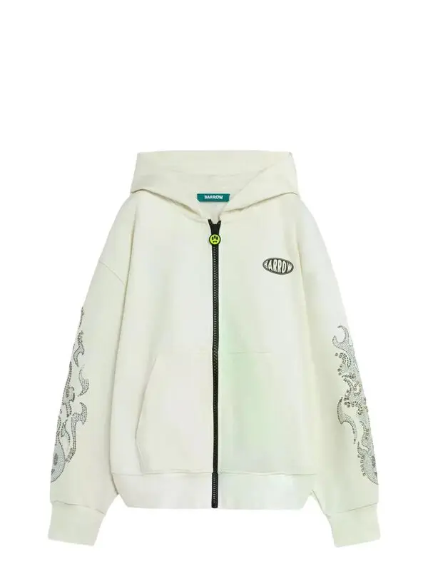 BARROW Zip Embellished Hoodie - White