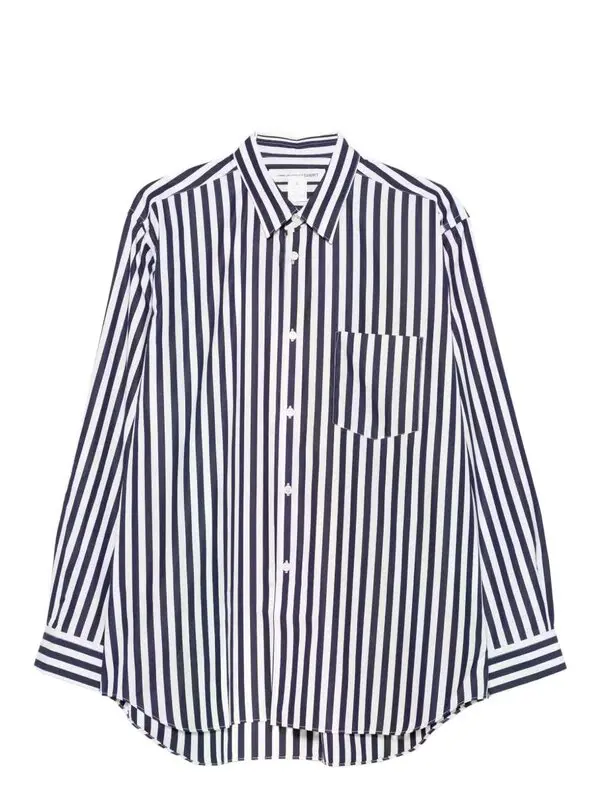 Comme Des Garçons Striped Shirt With Pocket - Blue