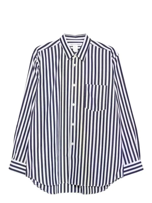 Comme Des Garçons Striped Shirt With Pocket - Blue