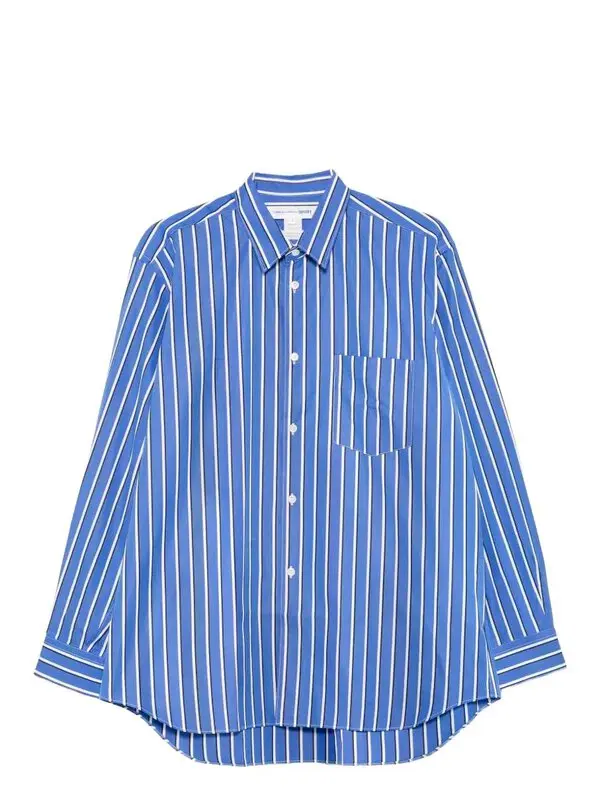 Comme Des Garçons Striped Shirt With Pocket - Blue