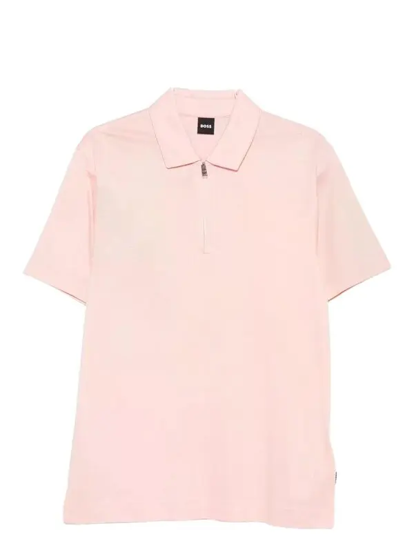 BOSS Zip-up Polo Shirt - Pink