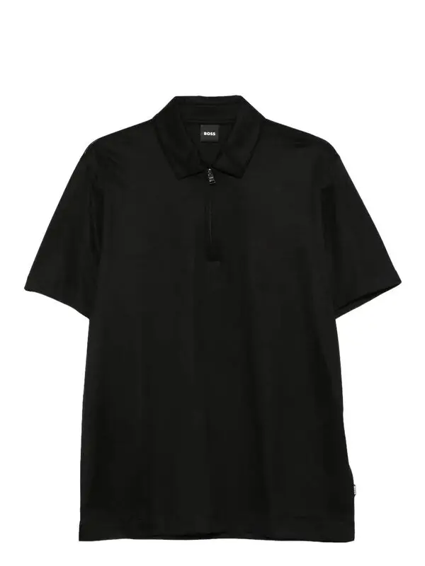 BOSS Zip Polo Shirt - Black