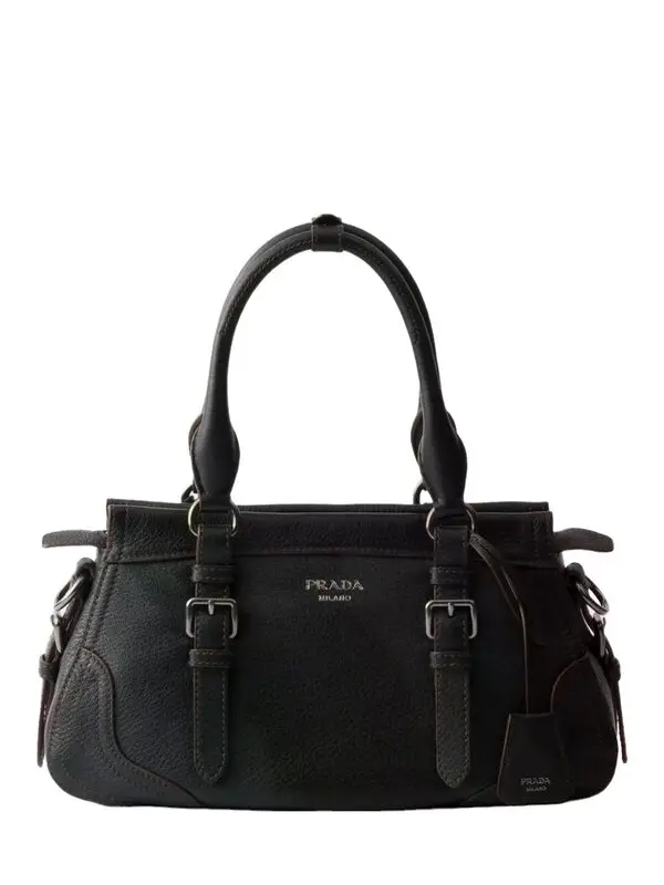 Prada Large Leather Tote Bag - Black