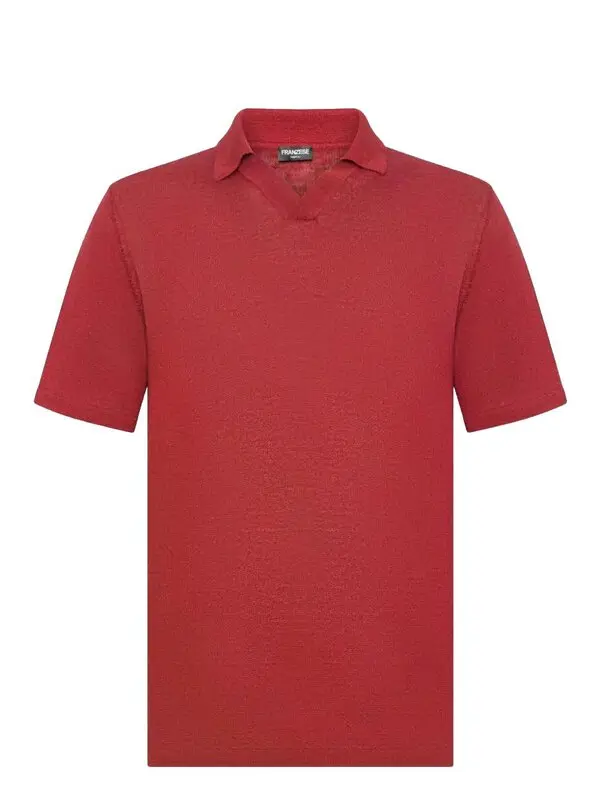 FRANZESE COLLECTION V-neck Ribbed T-shirt - Red