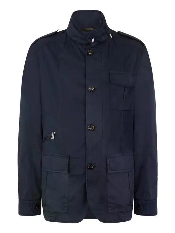 MOORER High-neck Jacket With Pockets - Blue