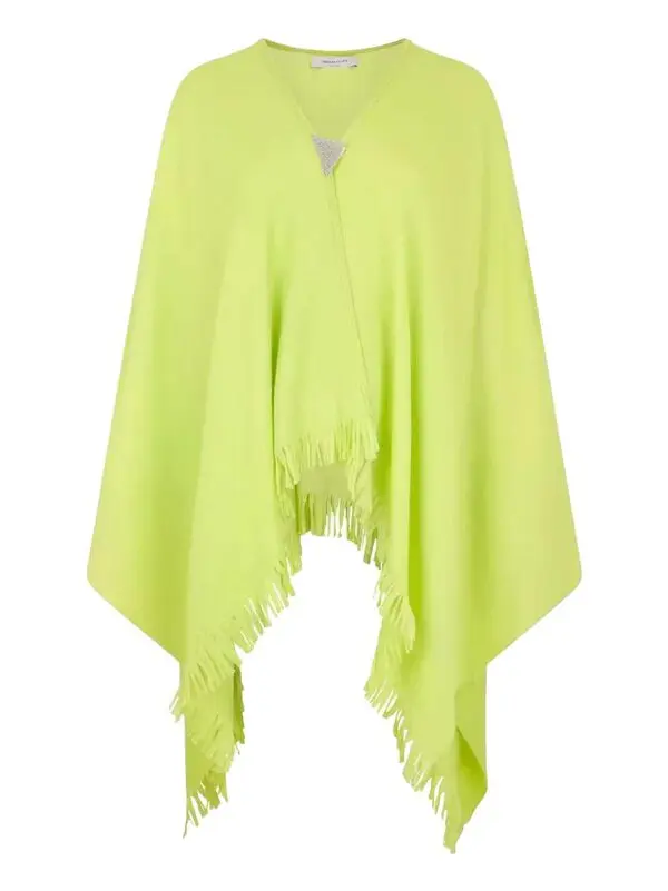 Fabiana Filippi Fringe Wool Poncho - Green