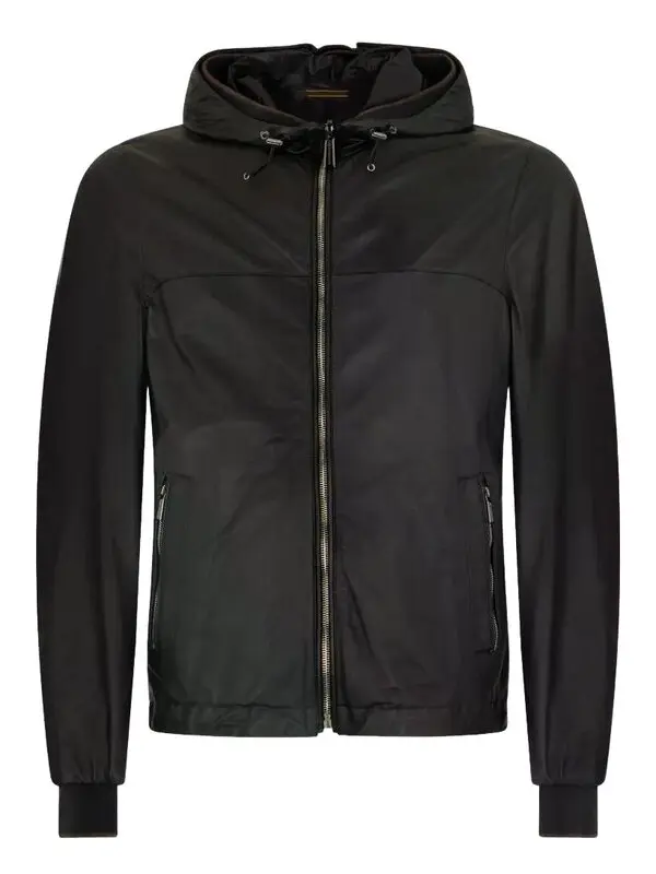 MOORER Hooded Zip-up Jacket - Black