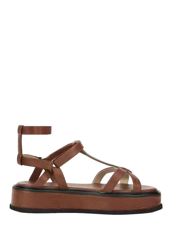 Fabiana Filippi Woven Strap Leather Sandals - Brown