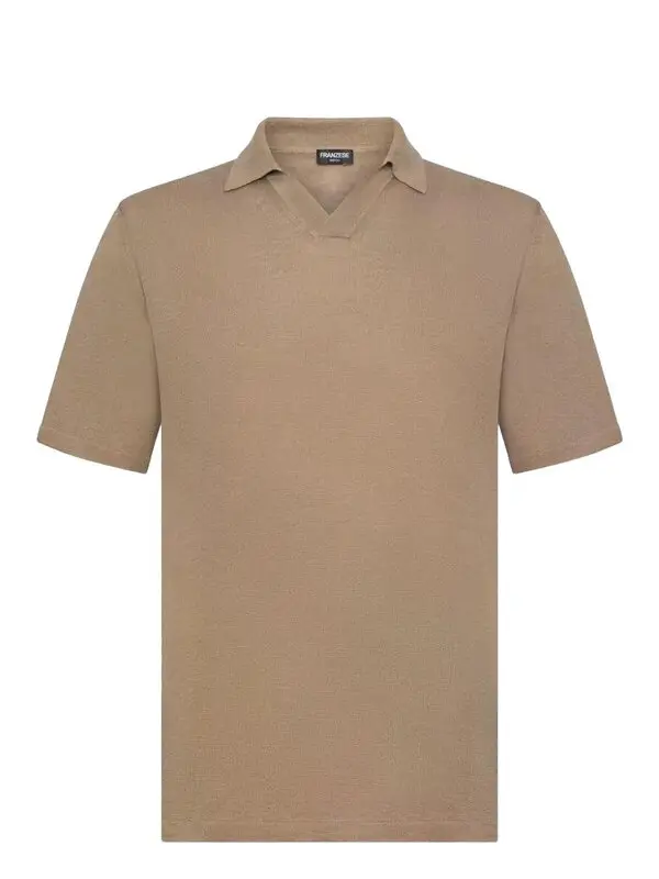 FRANZESE COLLECTION V-neck Ribbed T-shirt - Neutrals