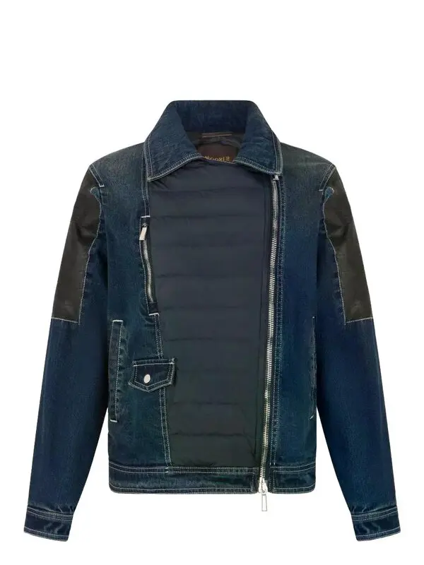 MOORER Denim Insert Padded Jacket - Blue