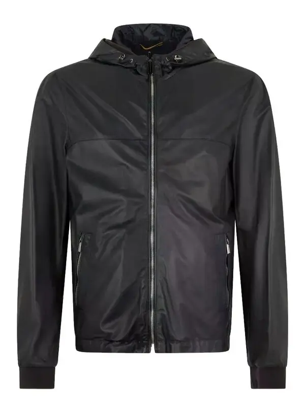 MOORER Hooded Leather Jacket - Black