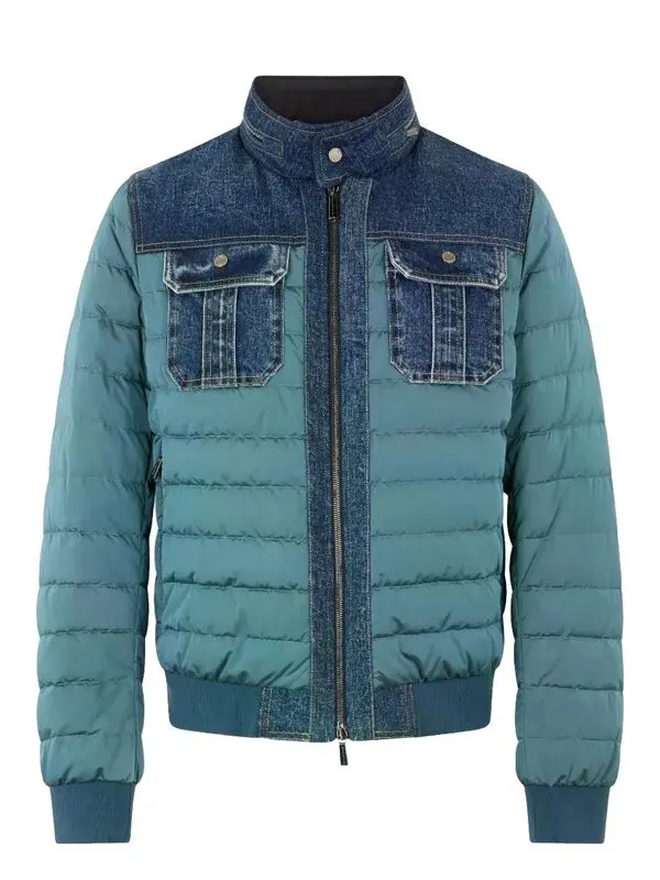 MOORER Striped Padded Jacket - Blue