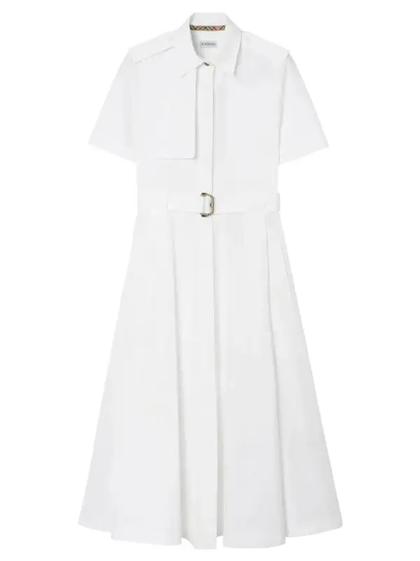 Burberry Cotton Poplin Shirt Dress - White