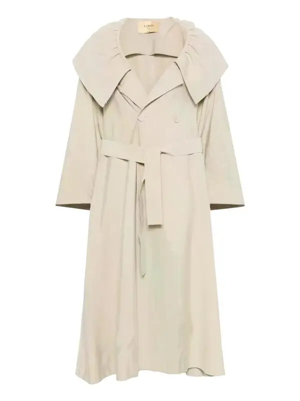 CURIEL Belted Double-breasted Coat - Neutrals
