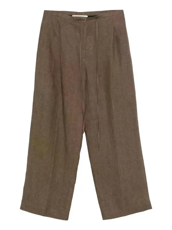 RÓHE Drawstring Pleat Trousers - Brown