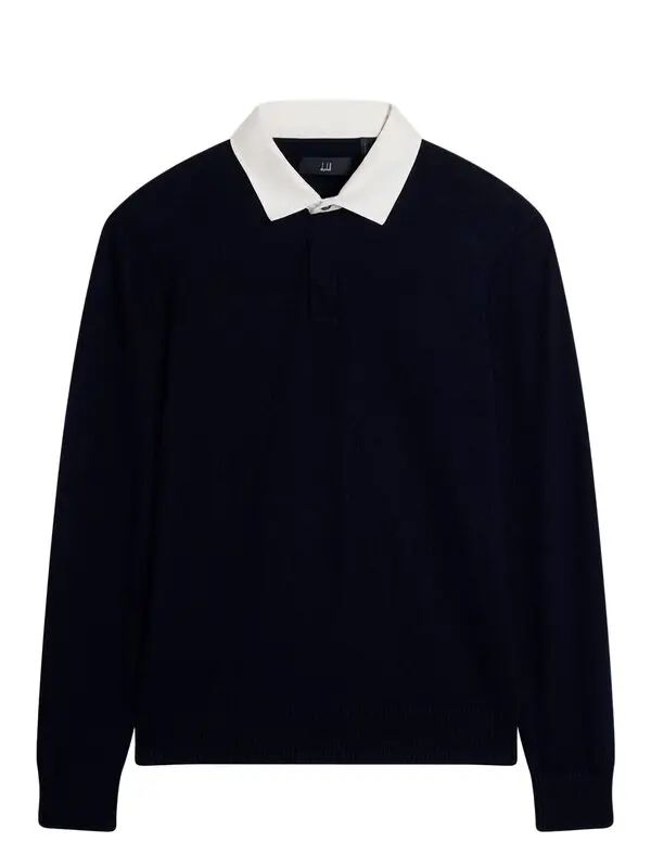 Dunhill Cashmere-linen Polo Sweater - Navy