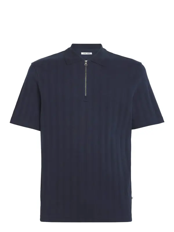 SAMSOE SAMSOE Cotton Zip-up Saolli Polo Shirt - Navy