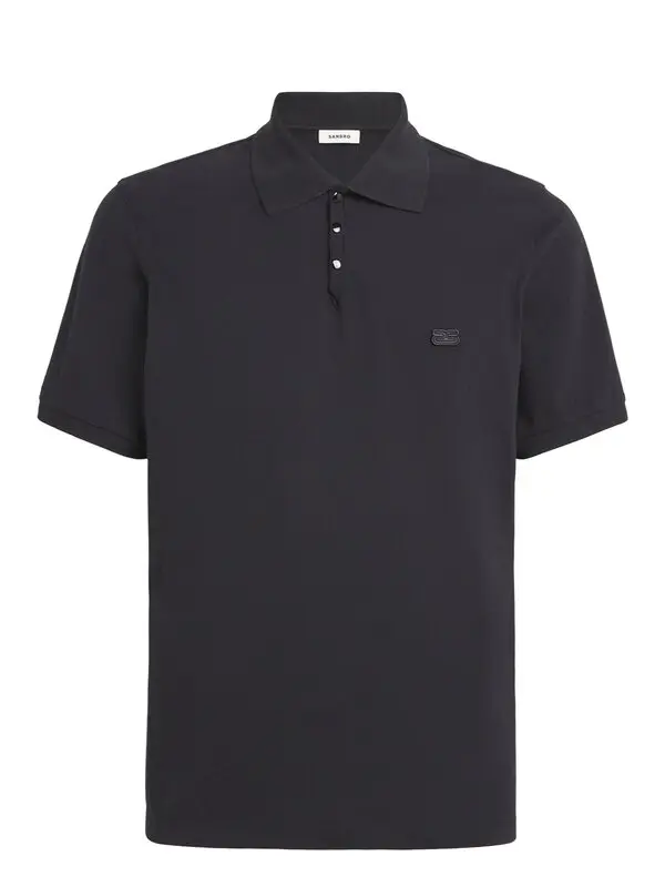 Sandro Cotton Logo Polo Shirt - Black