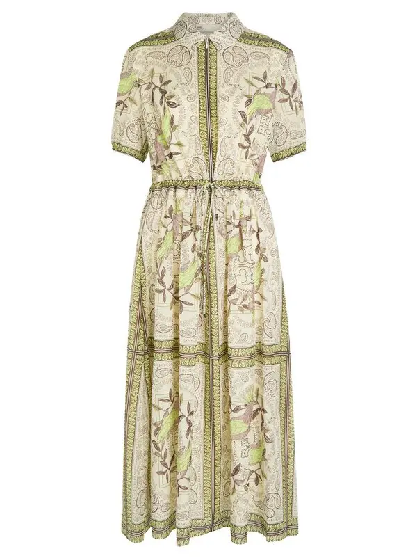 Tory Burch Printed Silk And Cotton-blend Midi Shirt Dress - Mint