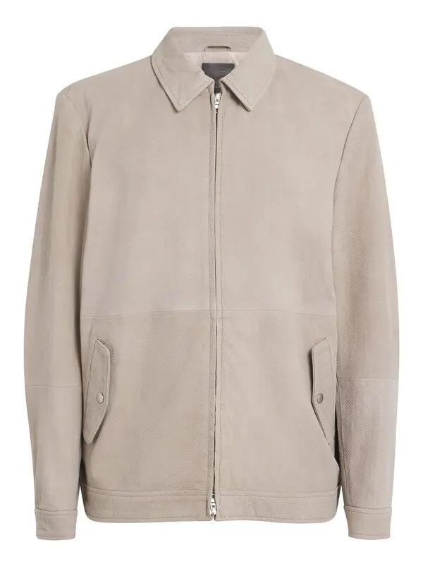 Paige Suede Bomber Jacket - Beige