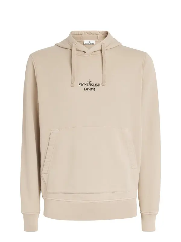 Stone Island Cotton Archivo Print Hoodie - Beige