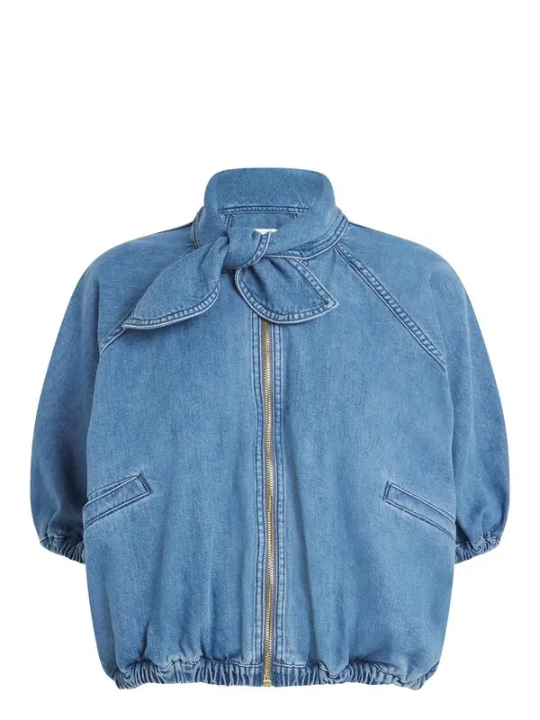 PATOU Cotton-blend Blouson Denim Jacket - Blue