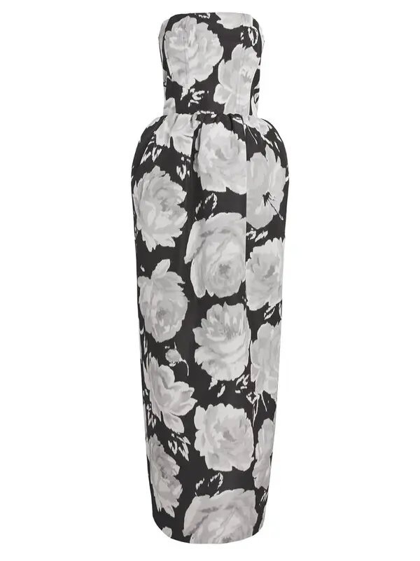 PATOU Floral Print Bustier Maxi Gown - Black
