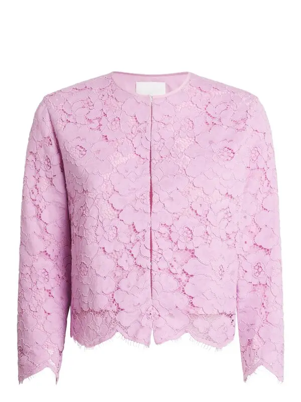PATOU Cotton-blend Lace Collarless Jacket - Pink