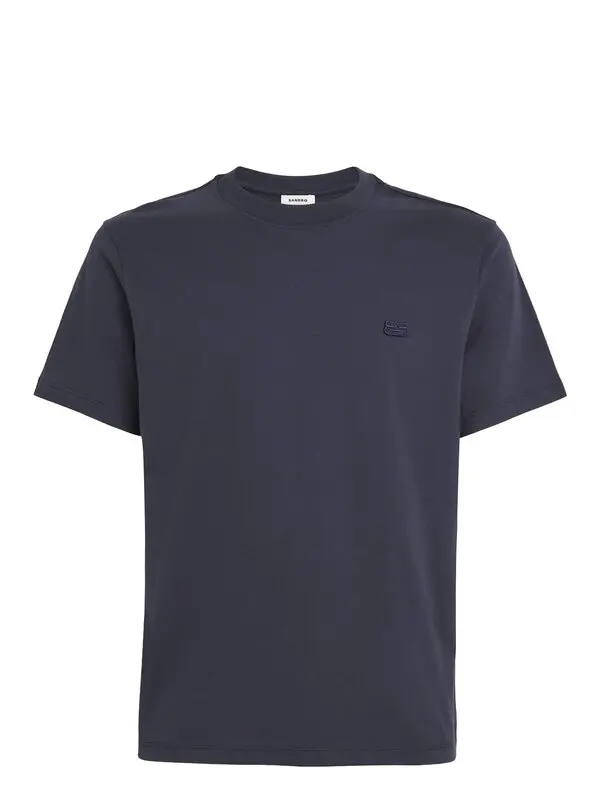 Sandro Cotton Logo T-shirt - Blue