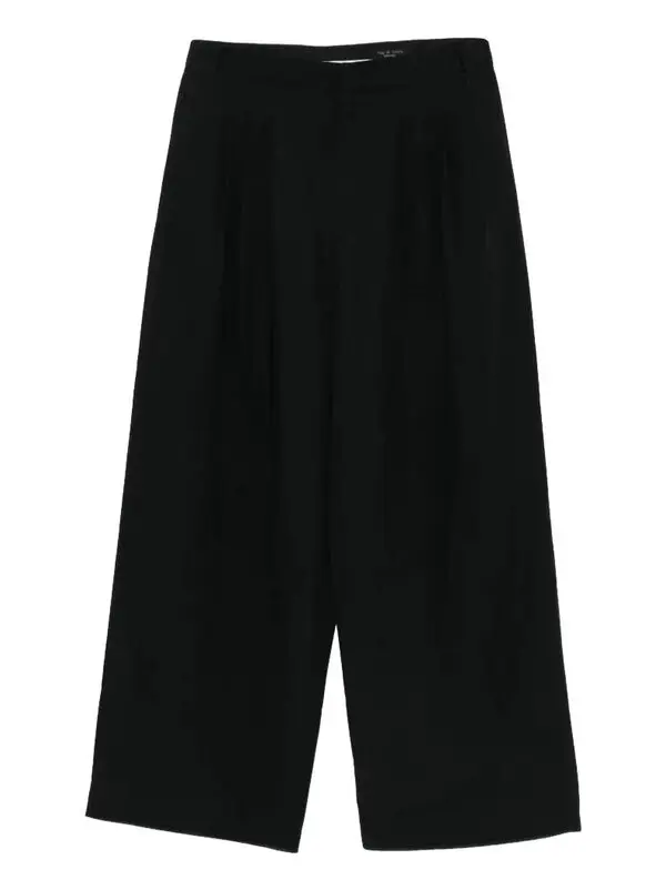 Rag & Bone Pleated Wide Leg Trousers - Black