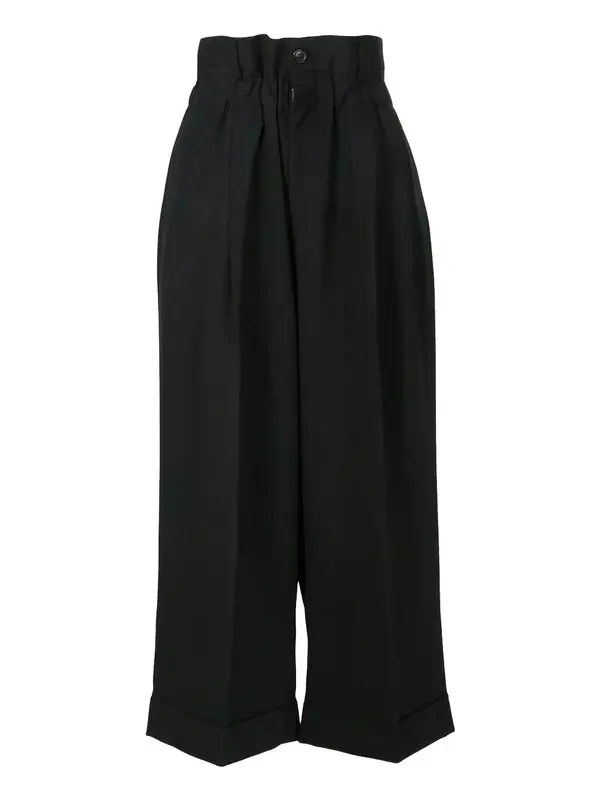 Comme Des Garçons High-waisted Cropped Trousers - Black