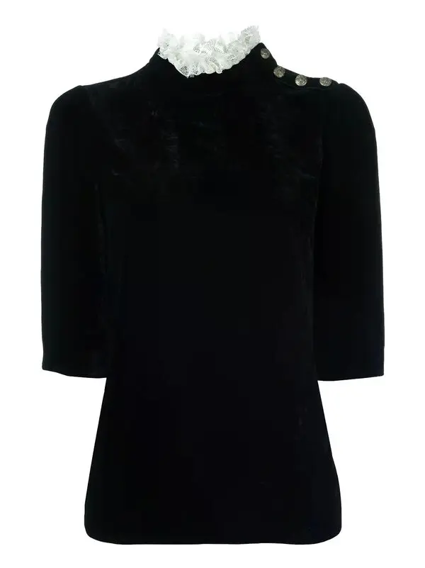 Philosophy Di Lorenzo Serafini Lace Collared Top - Black