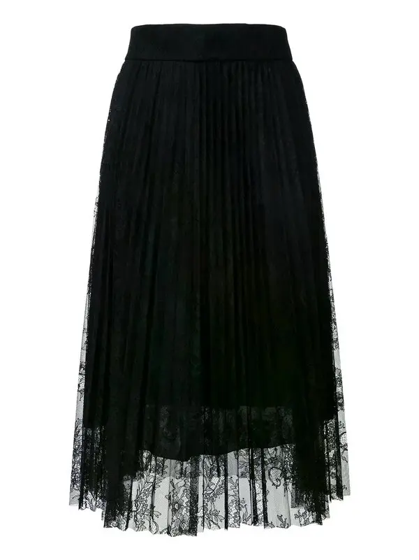 Philosophy Di Lorenzo Serafini Pleated Lace Overlay Skirt - Black