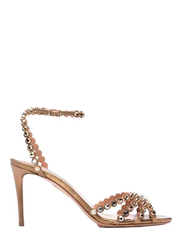 AQUAZZURA Tequila Rhinestone Sandals - Gold