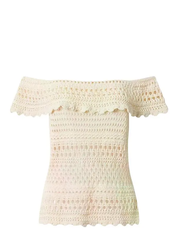 MARANT ETOILE Zaelle Crochet Off-shoulder Top - Neutrals