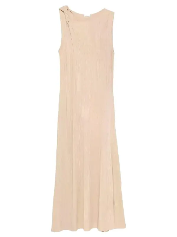 JOSEPH Plissé Knit Midi Dress - Neutrals