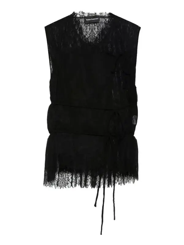 PAULINE DUJANCOURT Lace Tie Top - Black