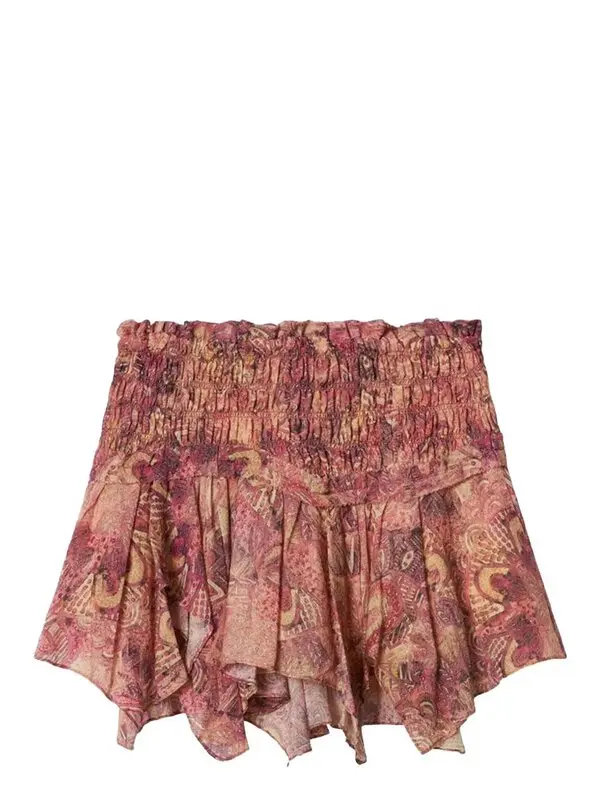 Isabel Marant Mandala-print Smocked Skirt - Pink