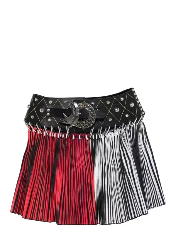 CHOPOVA LOWENA Studded Pleated Mini Skirt - Red