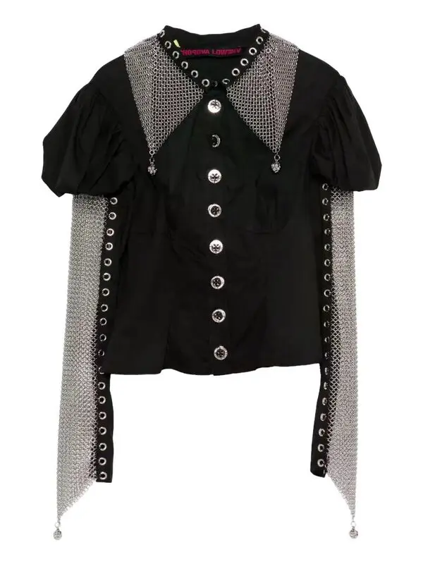 CHOPOVA LOWENA Titan Chain Buttoned Shirt - Black