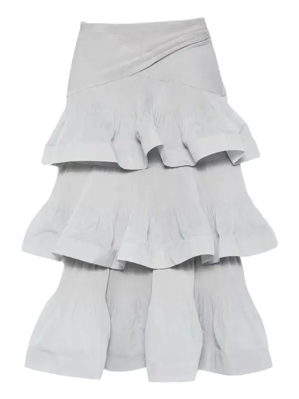 Zimmermann Pleated Tiered Midi Skirt - Blue