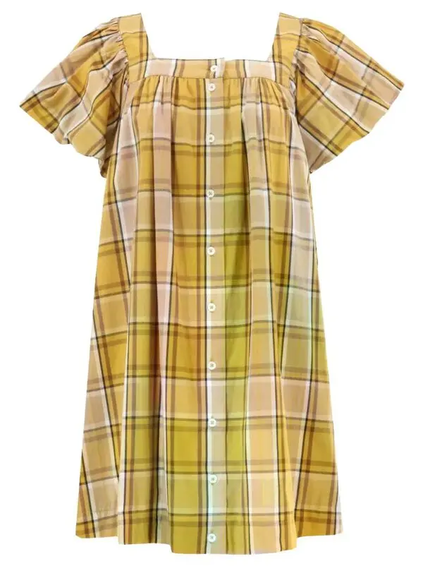 Sea Plaid Mini Dress - Yellow