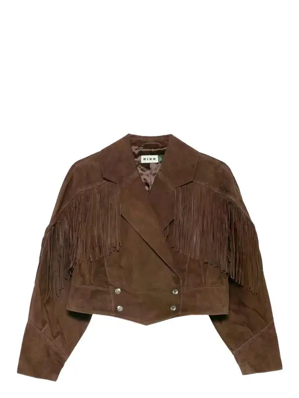 Rixo Darragh Fringed Cropped Jacket - Brown