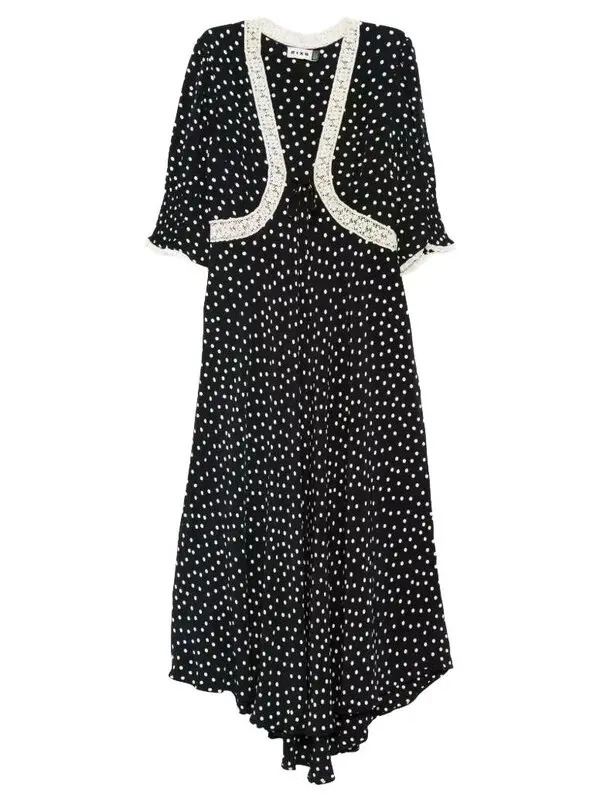Rixo Amina Polka-dot Crochet Dress - Black